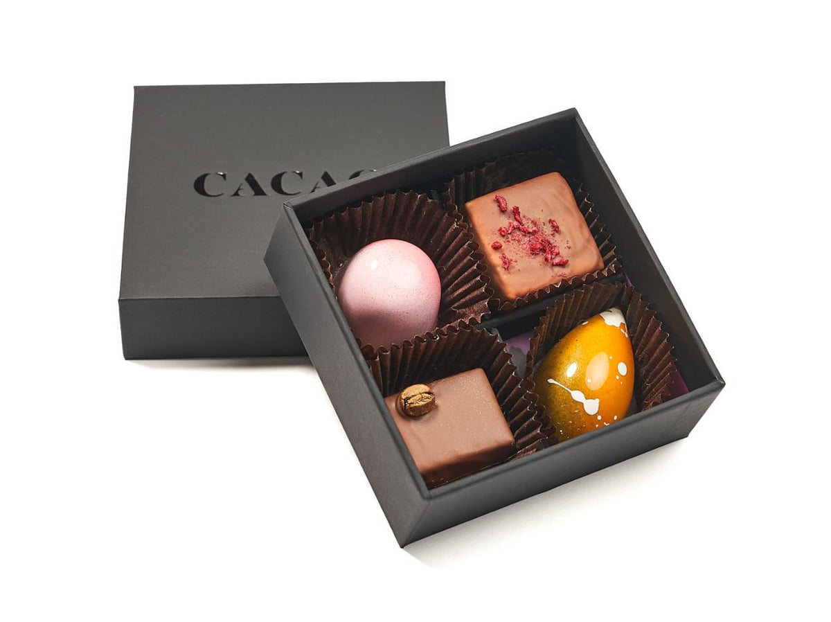 Luxury 4-Piece Chocolate Gift Box | Artisan Bonbons | CACAO Handmade ...
