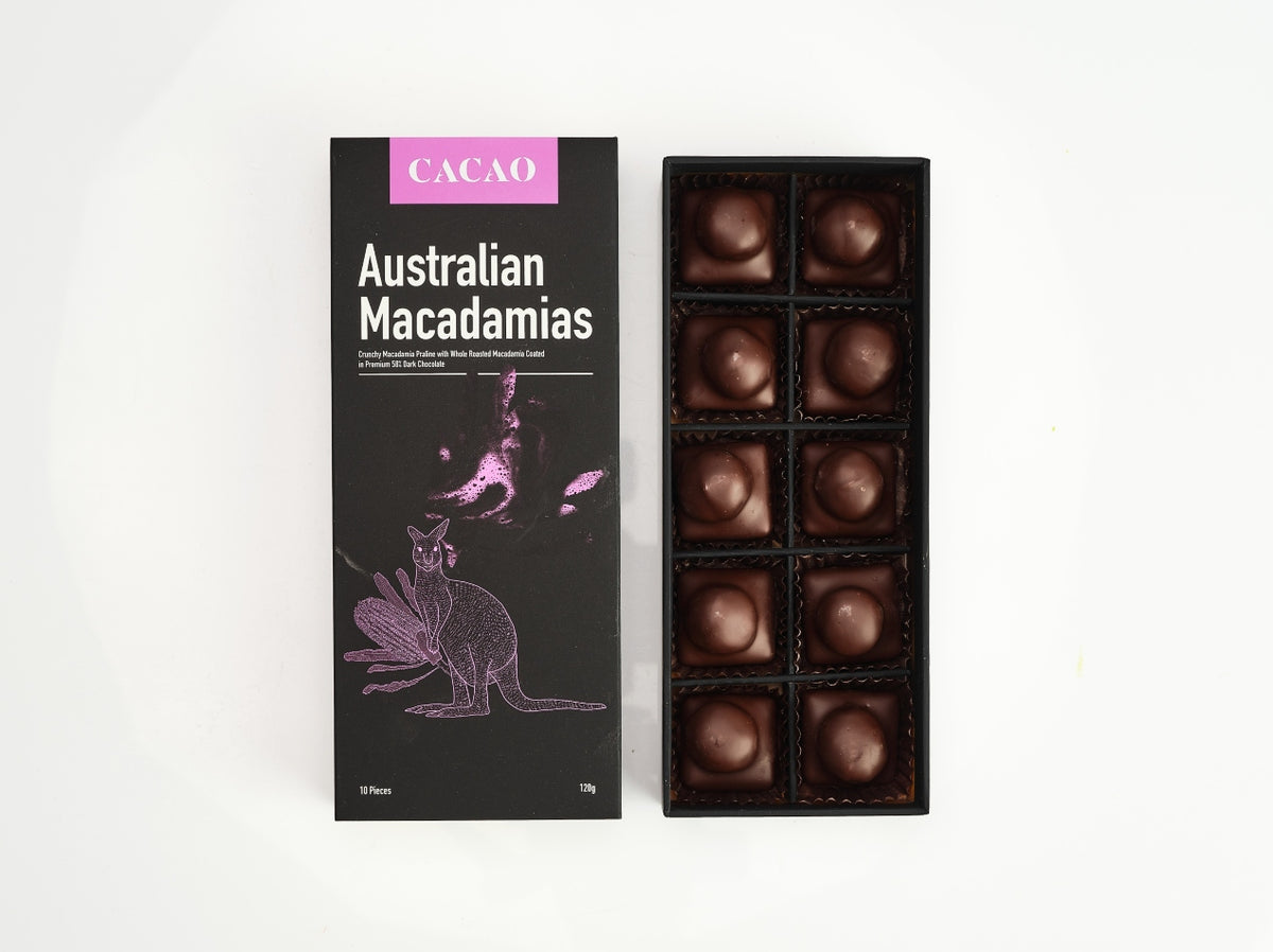 Macadamia Pralines in Dark Chocolate - 10 piece box | CACAO Handmade ...