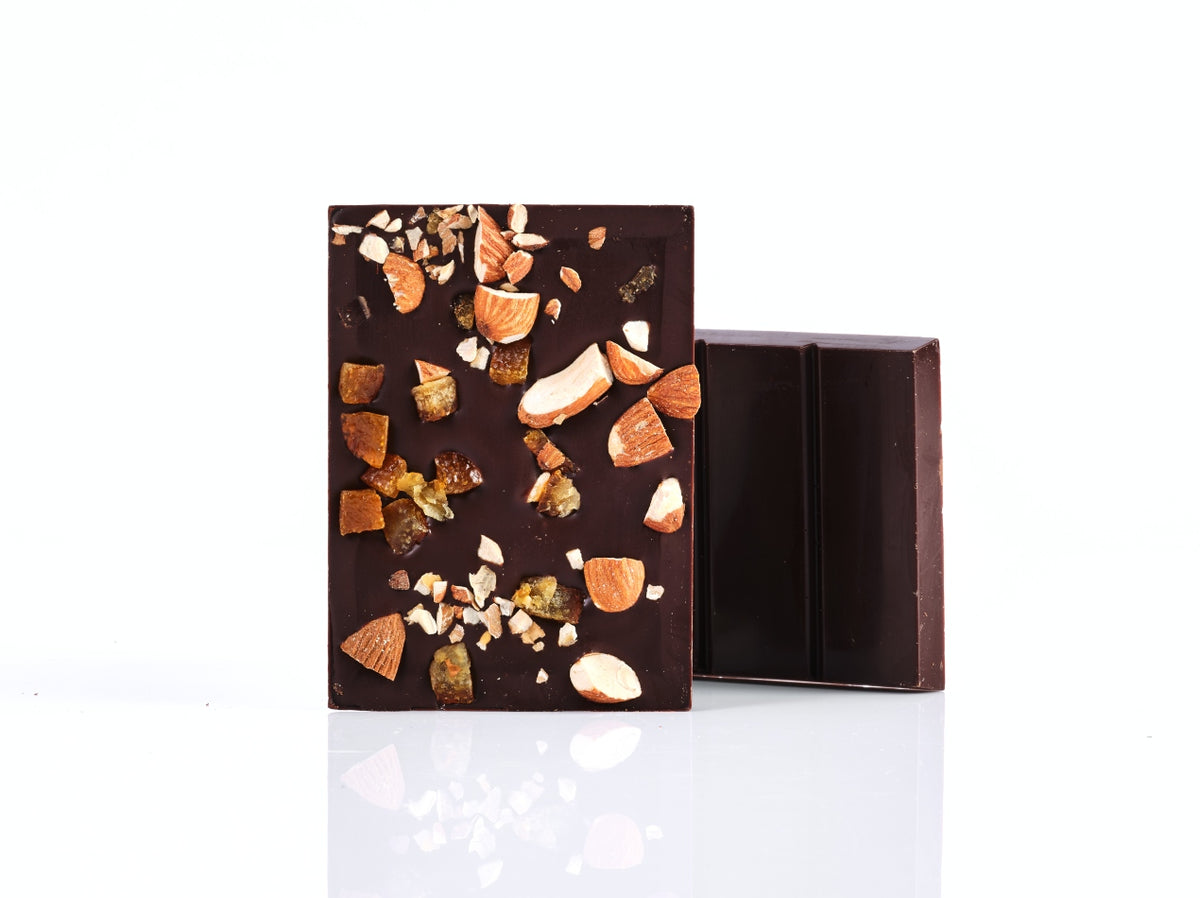 Orange & Almond Chocolate Bar | CACAO Handmade Chocolates & Macarons