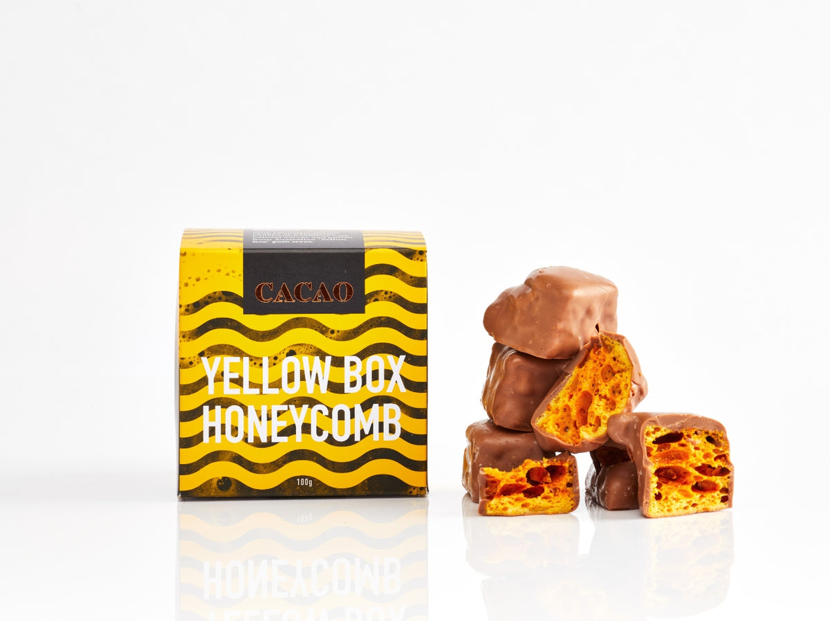 Yellow Box Milk Chocolate Honeycomb | CACAO Handmade Chocolates & Macarons